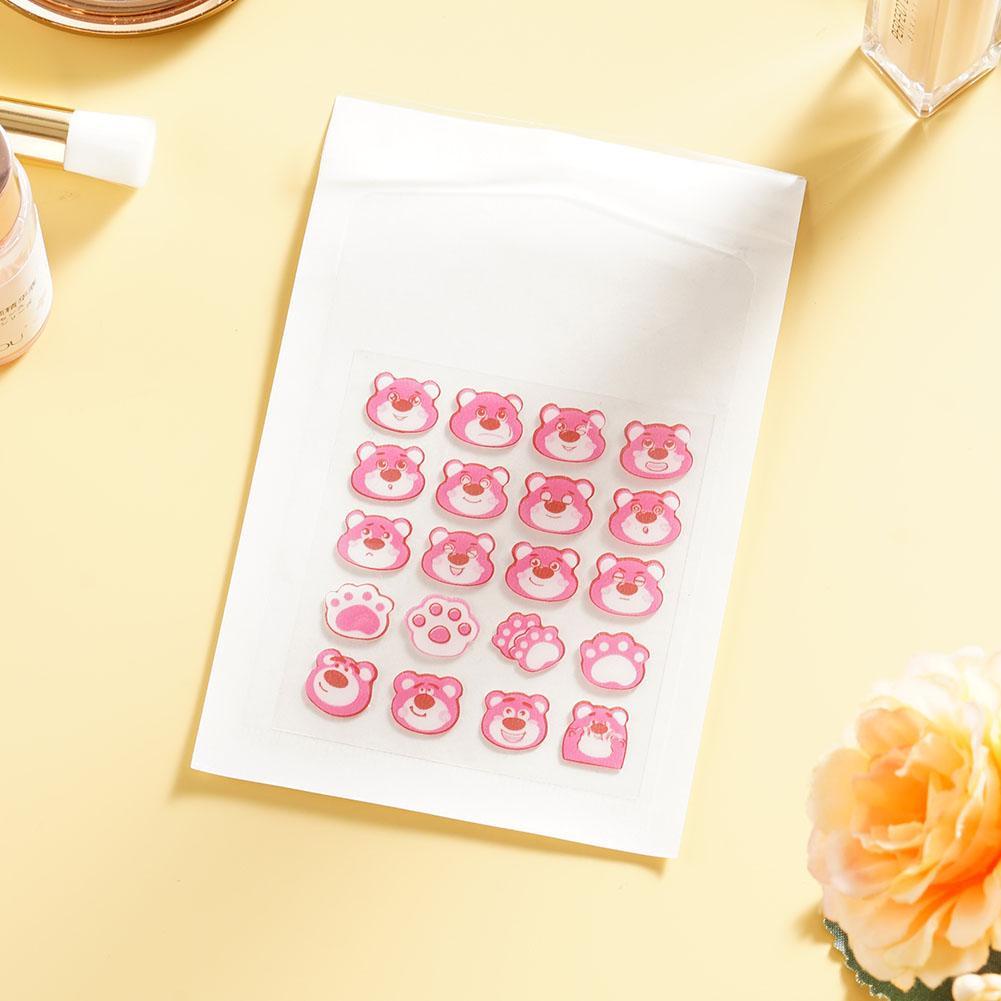 20pcs Strawberry Bear Acne Patch Pink Special Shaped Hydrocolloid ...