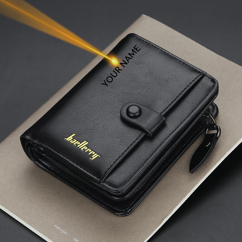Personalized Name Zipper Coin Pocket Wallet for Men High Quality PU ...