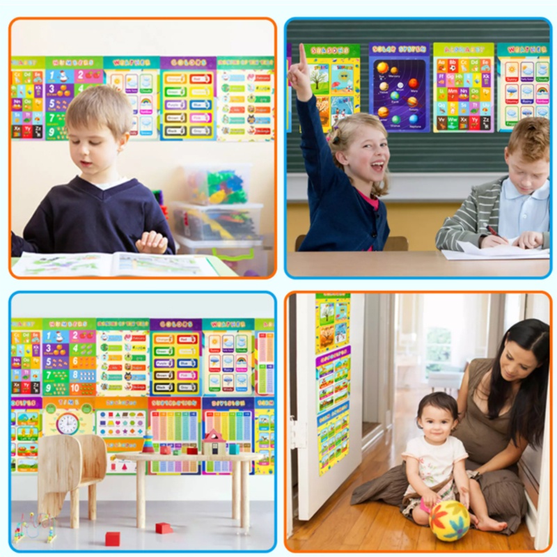♞16PCS Chart For Kid Educational Set English Alphabet Numbers Colors ...