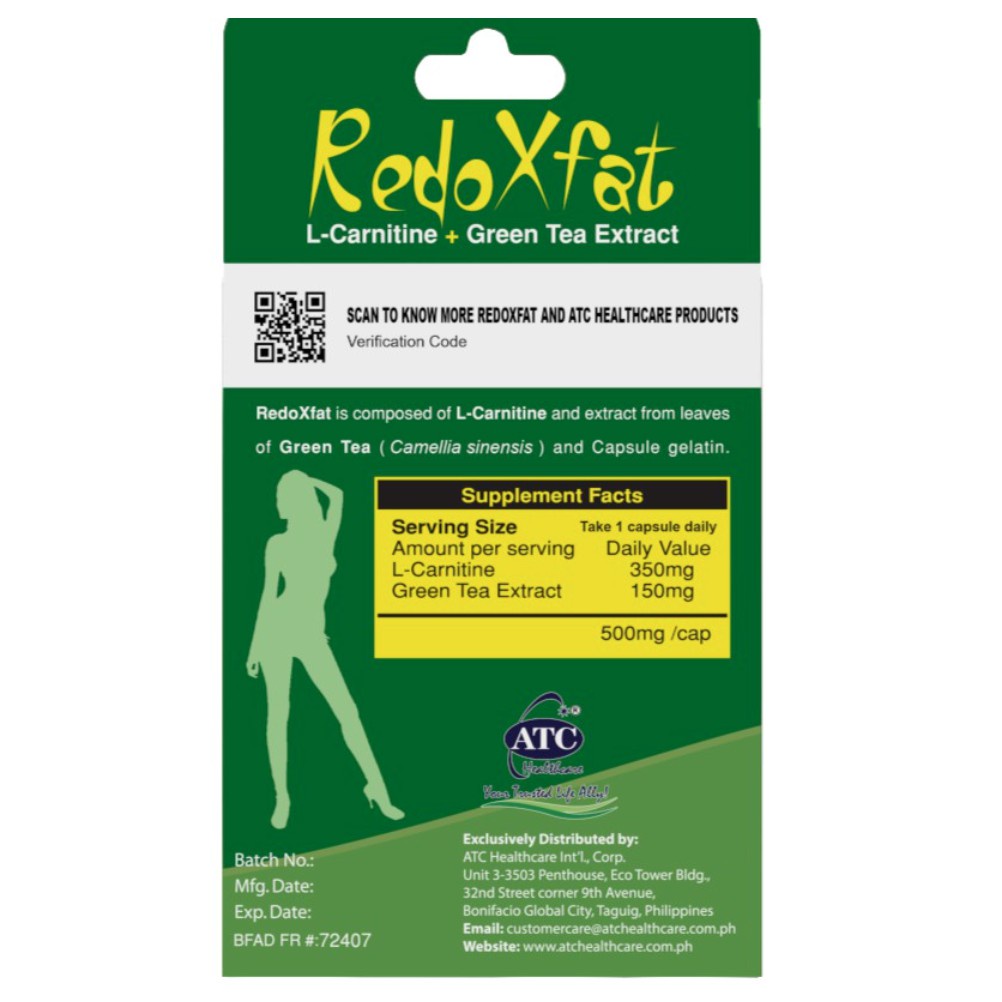 ♞REDOXFAT CAPSULE 10PIECES ONLY ( L-Carnitine+GreenTeaExtract) | Shopee ...