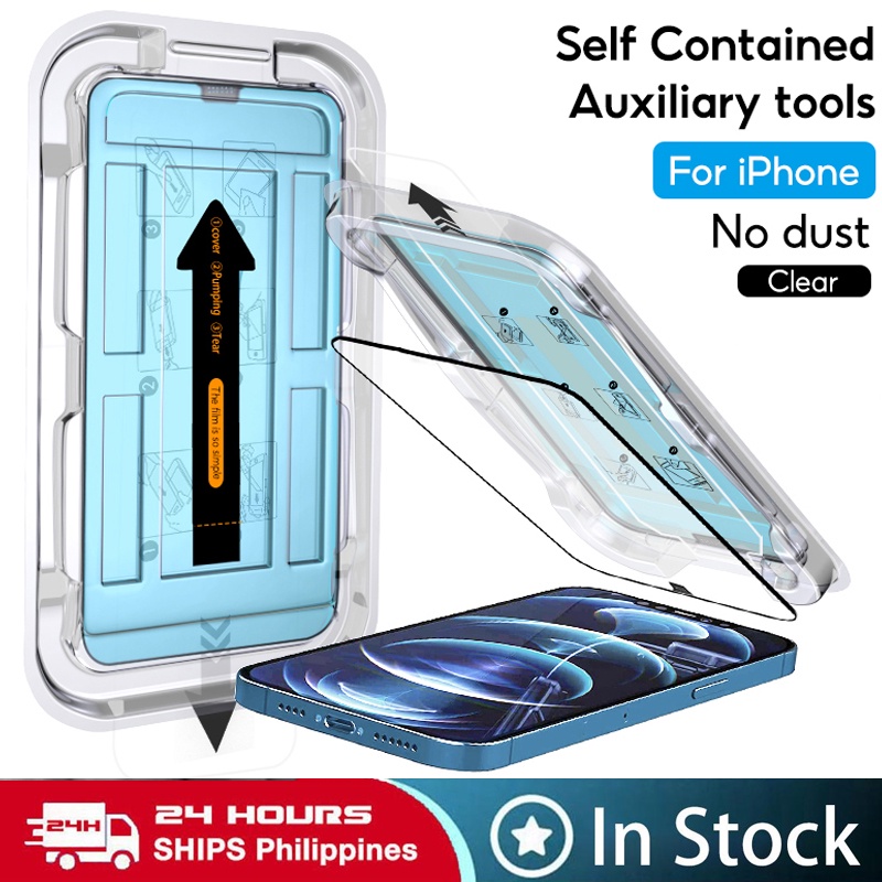 Easy Install Tempered Glass Screen Film For iPhone 11 16 15 13 14 12 ...