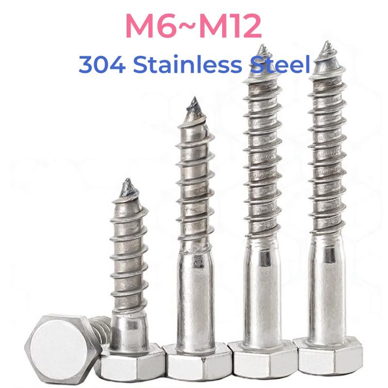 304 Stainless Steel External Hexagon Head Self-tapping Screw M6 M8 M10 M12 Large Long Outside ...