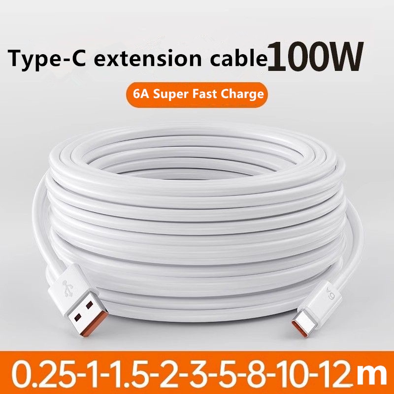 4m 3m Ultra Long Type C Data Cable 6A Fast Charging Wire Extra Long ...