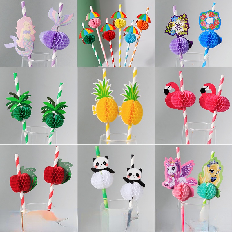 Disposable Paper Straws Holiday Dress Up Party Dessert Juice Drink ...