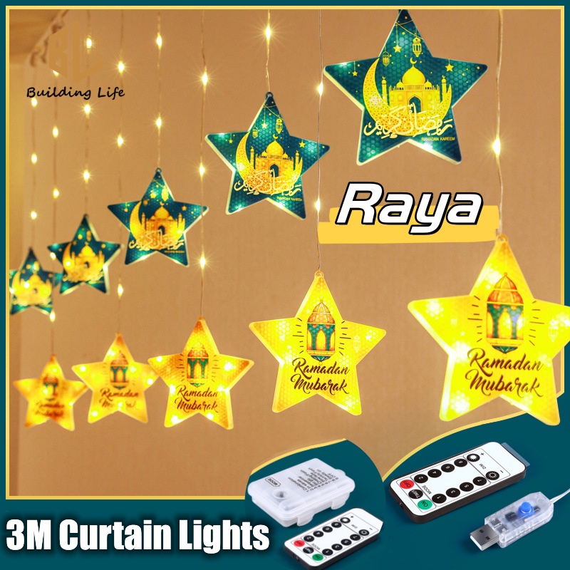 Raya 2025 LED Lights Fairy Raya Lights Star Curtain Light Hanging Light ...