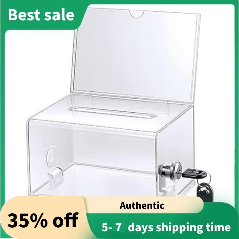 1 Pack Acrylic Donation Box Donation Box with Lock Clear Ballot Box ...