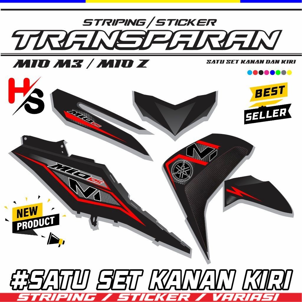 Yamaha MIO M3/MIO Z MOTORCYCLE TRANSPARENT STRIPING STICKER NEW MOTIF ...