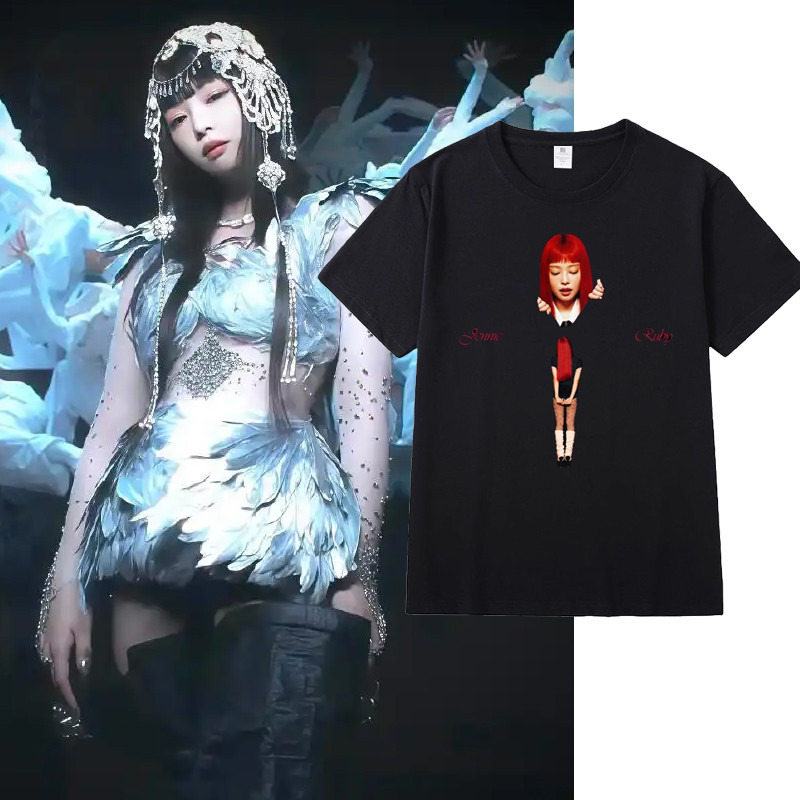 PS2 BLACKPINK Jennie Ruby ZEN solo2 summer T-shirt Short Sleeve Top SP2 ...