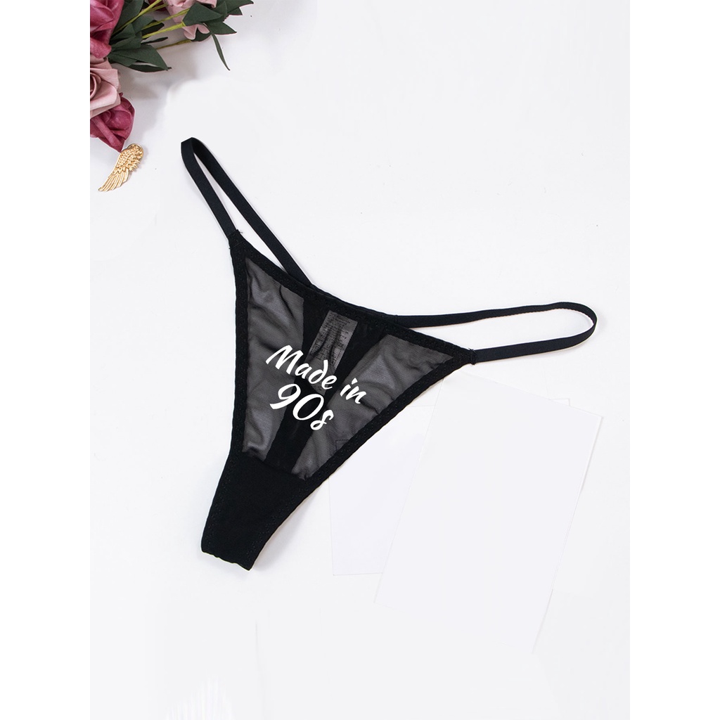 Varsbaby Women's Transparent G-string Pants English Pattern Sprint G ...