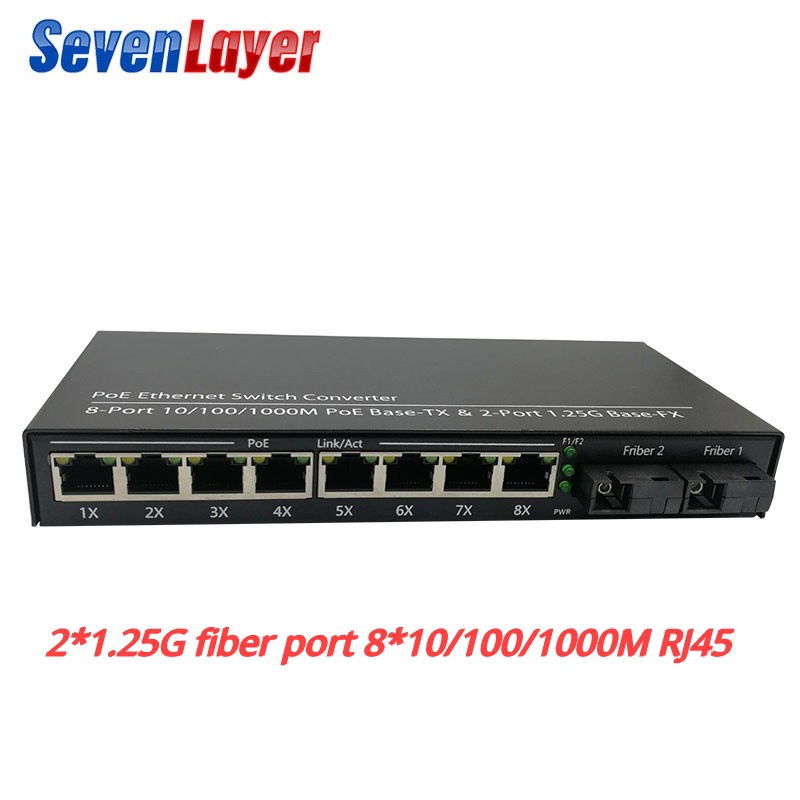 Fiber Optical Media Converter Gigabit Ethernet switch 10/100/1000M 8 ...
