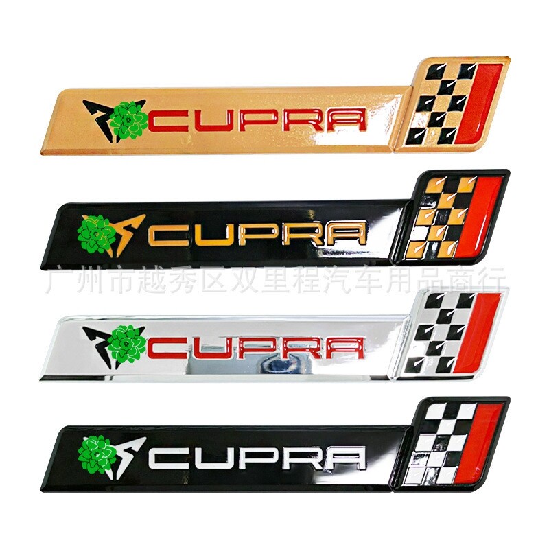 For SEAT LEON CUPRA logo Racing flag emblem Rear trunk badge Car side ...