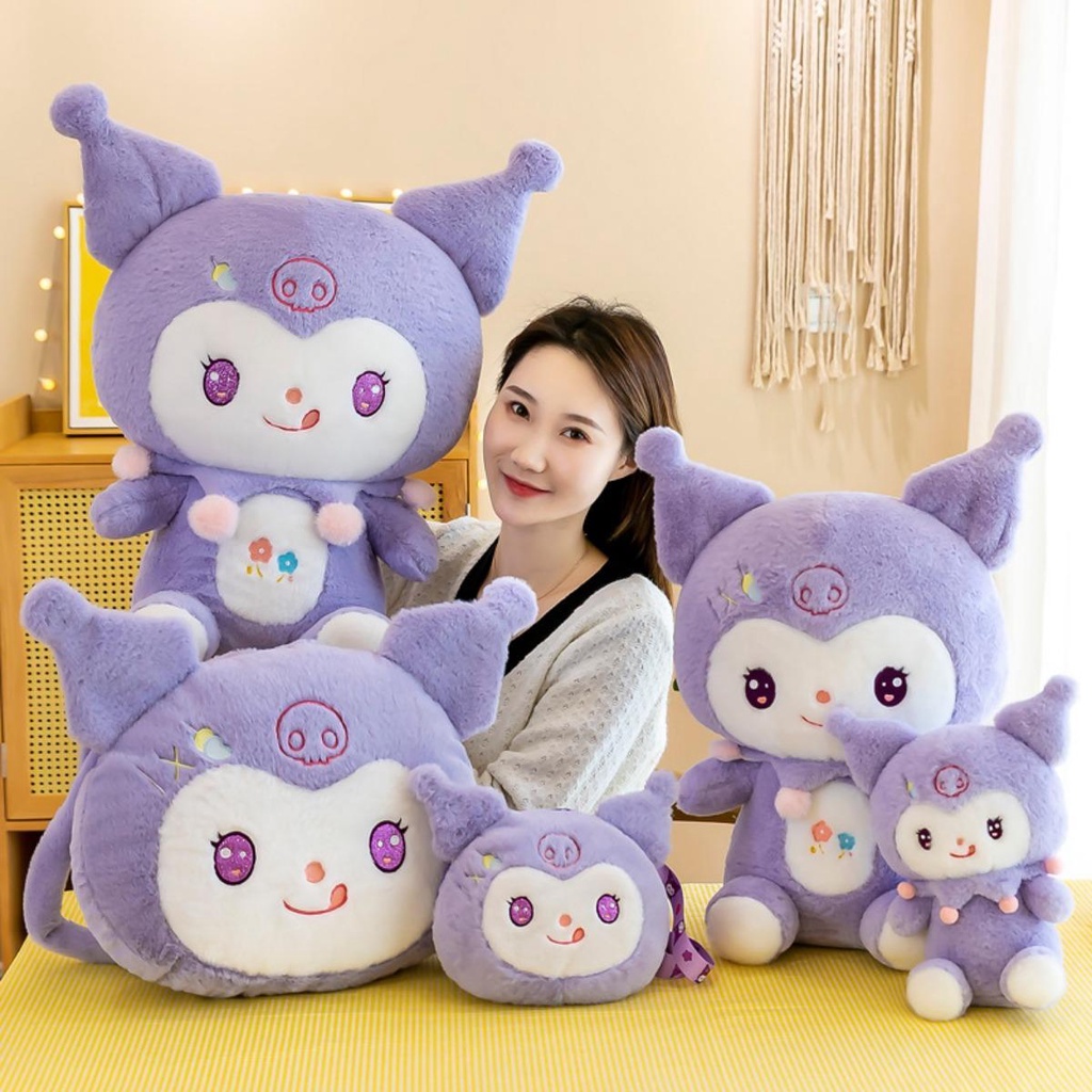 Hello Kitty Kuromi Plush Toy Cute Cartoon Plush Dolls Purple Kuromi ...