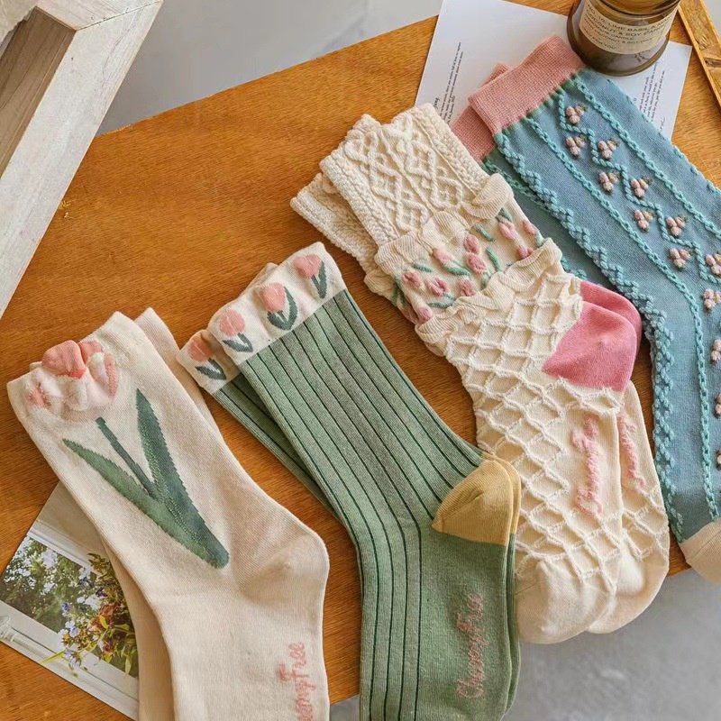 Mori Tulip Ladies Socks Flower Preppy Style Girl Socks | Shopee Philippines