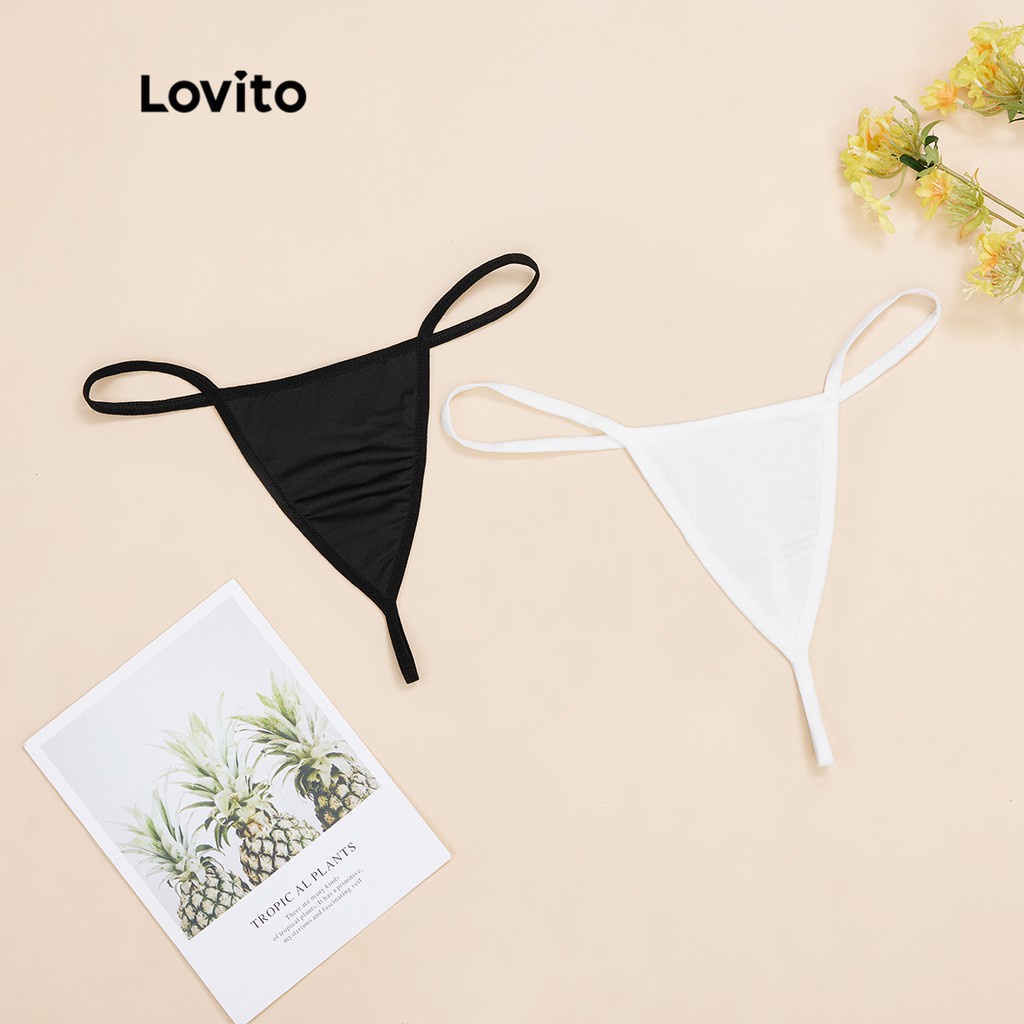 Lovito Sexy Plain Casual V-Strings Seamless Panty for Women L16D225 ...