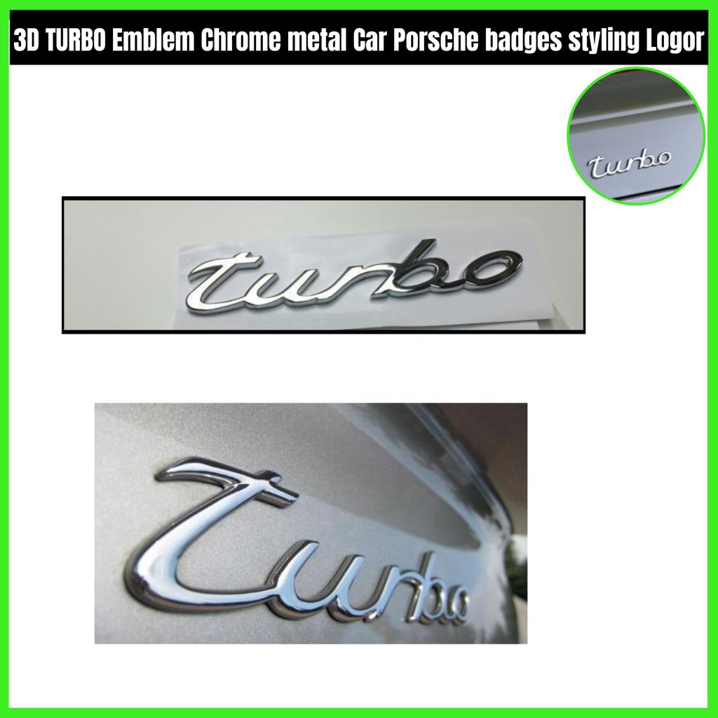 3D TURBO Emblem Chrome metal Car Porsche badges styling Logo decals ...