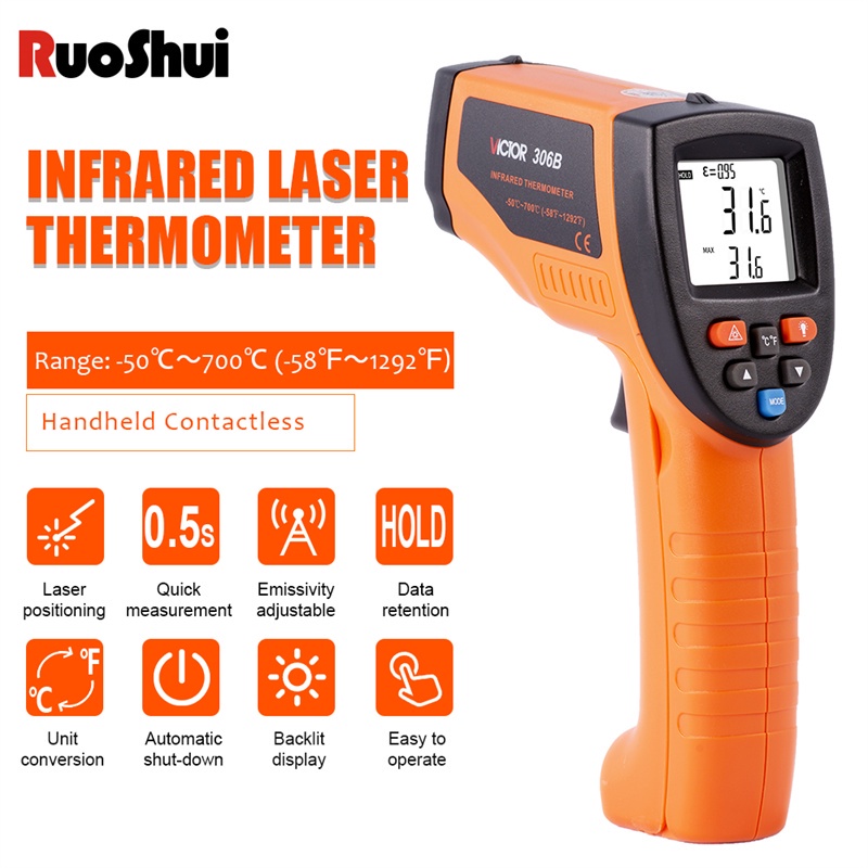 VICTOR 306B RTS IR Temperature Gun Non Contact -50 To 700 Degree ...