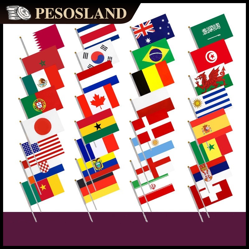 32Pcs Hand Held Small National Flag International World Flaglets With ...