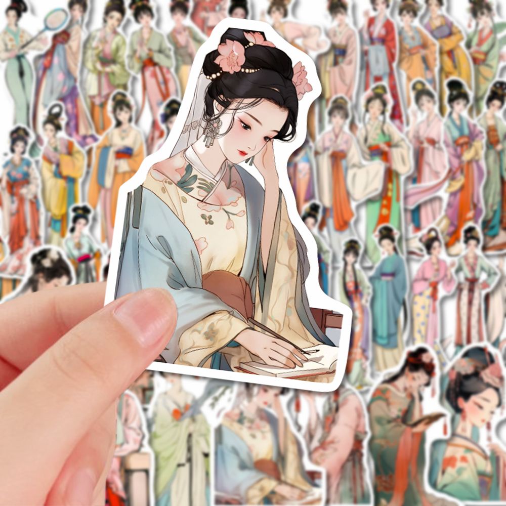100 pieces of antique character material stickers tk Chinese style ...