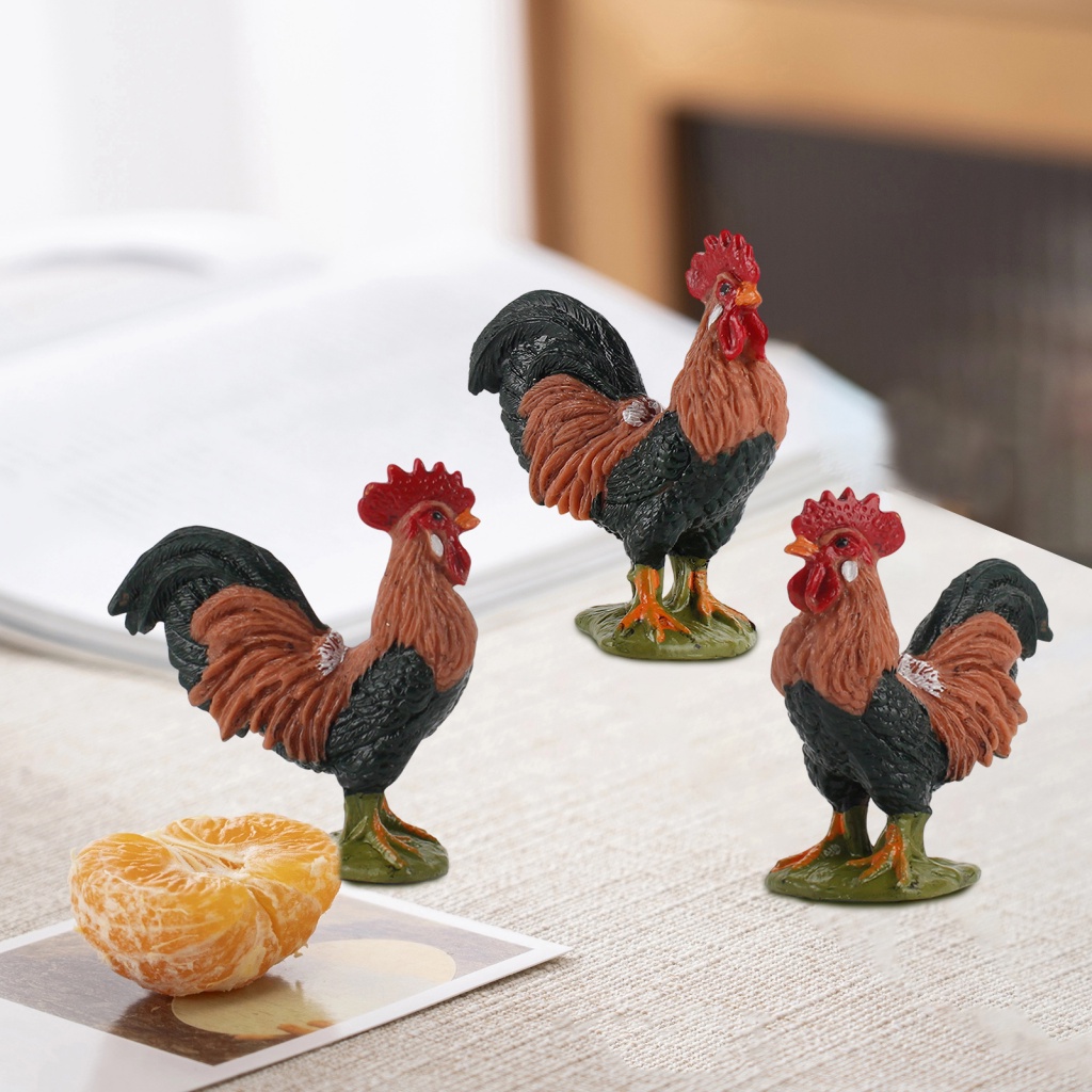 {lowerprice} Poultry Sculpture Gift Toy Durable Rooster Figurine Mini ...