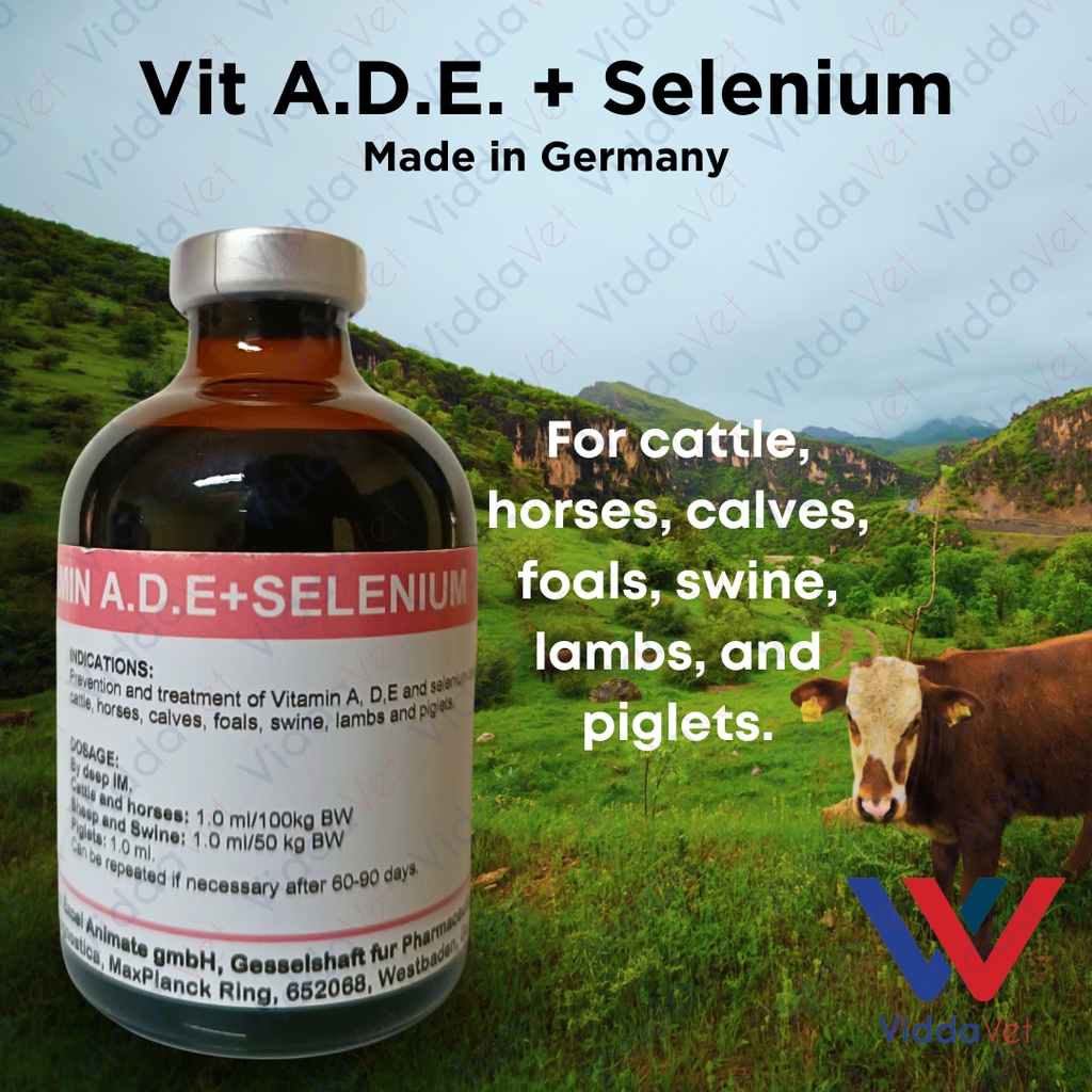 Vitamin ADE + Selenium 50ml for animals pig , calves , sheep, goat ...