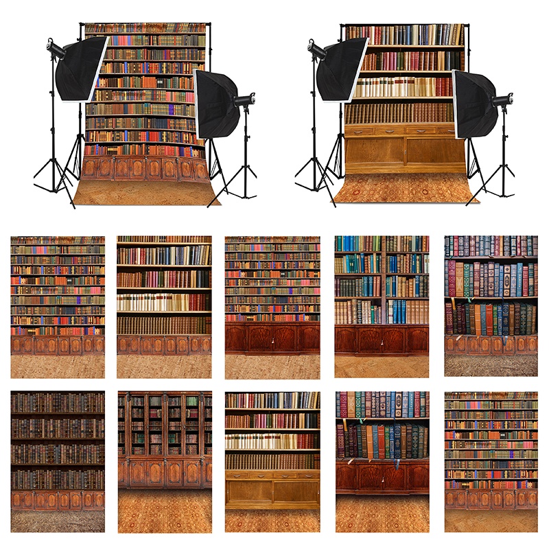 225*150cm/7*5ft Bookself Theme Vintage Library Books Wooden Floor ...