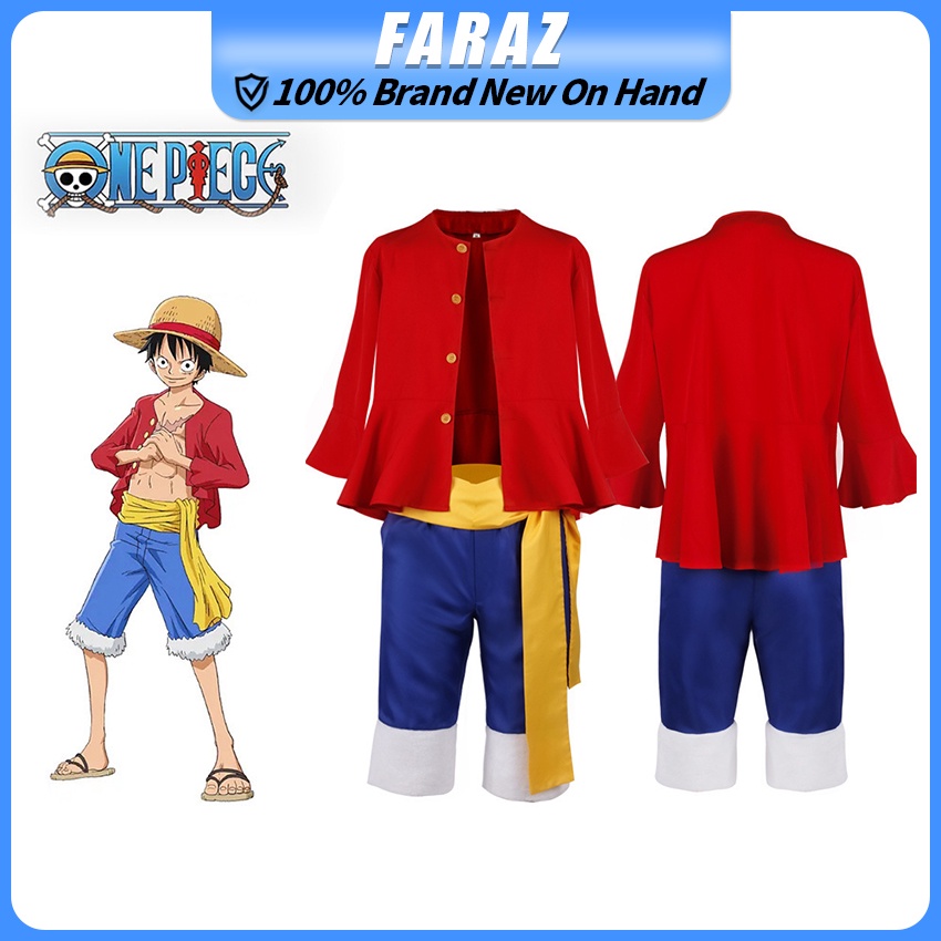 3PCS/Set Animie One Piece Luffy Costume Polyester Monkey D Luffy ...