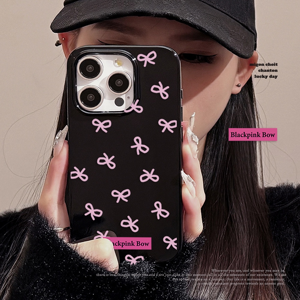 Personalized black and pink bow drop resistant phone case tpu silicone ...