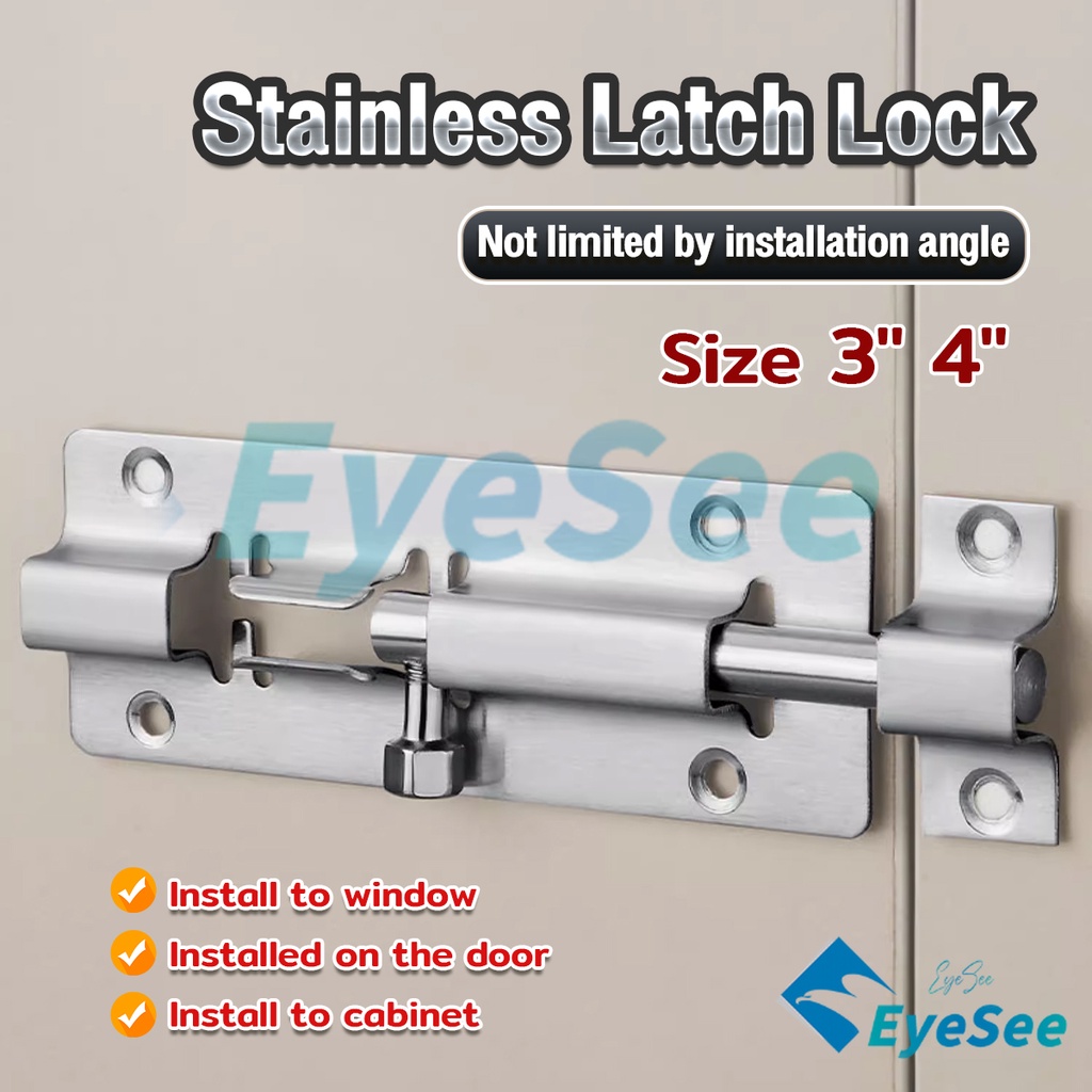 EyeSee 3"/4" Stainless Latch Lock Sliding Lock Door Locks Anti-Theft ...