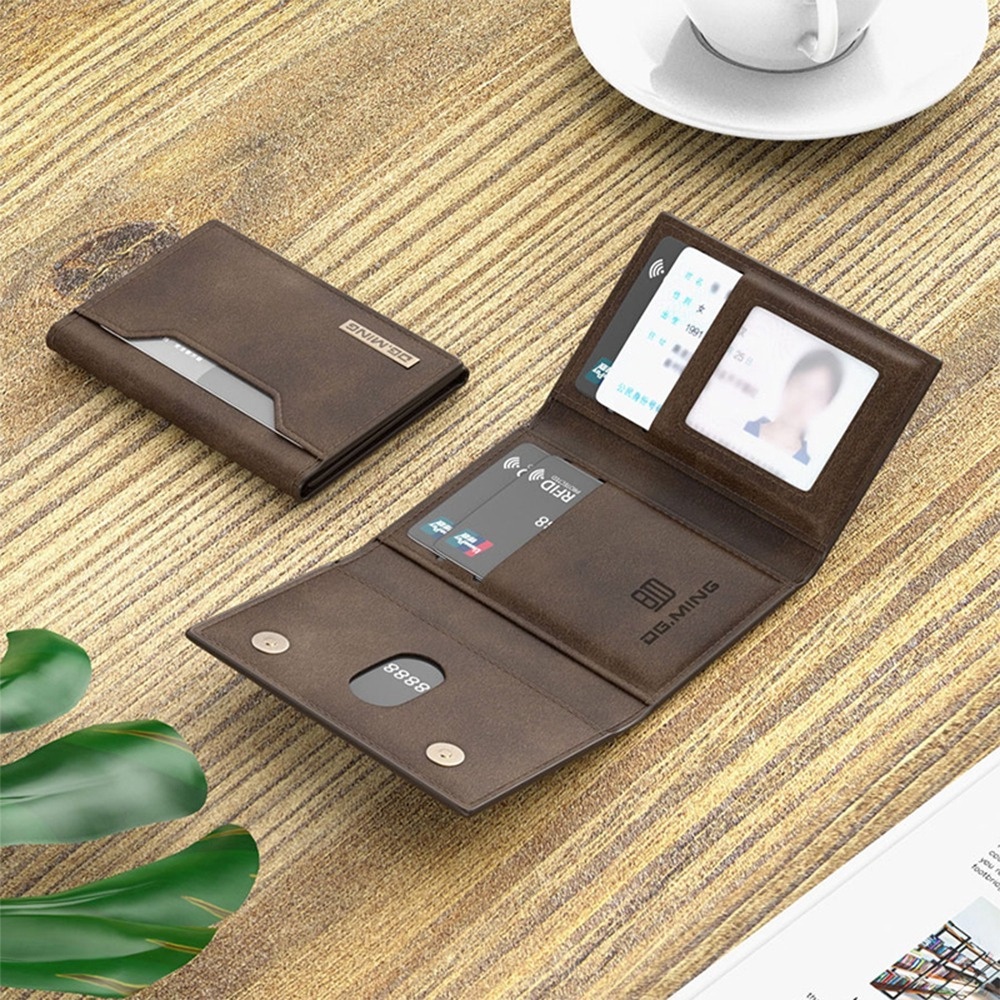 DG.MING Portable Card Holder Wallet Trifold Magnetic Buckle Card Bag ...