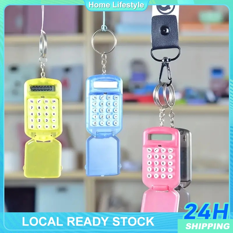 Portable Mini Flip Calculator Hanging Pendant Keychain Keyring Key ...