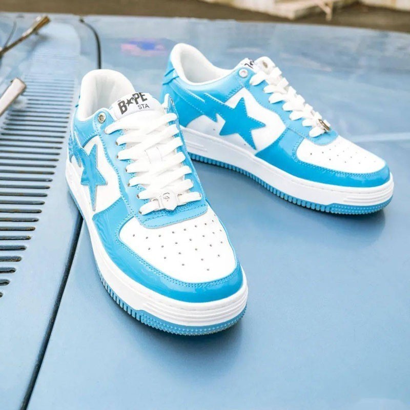 Original Bape Sta Sky Blue Shoes with Spike (Stars on Both Sides) Sport ...