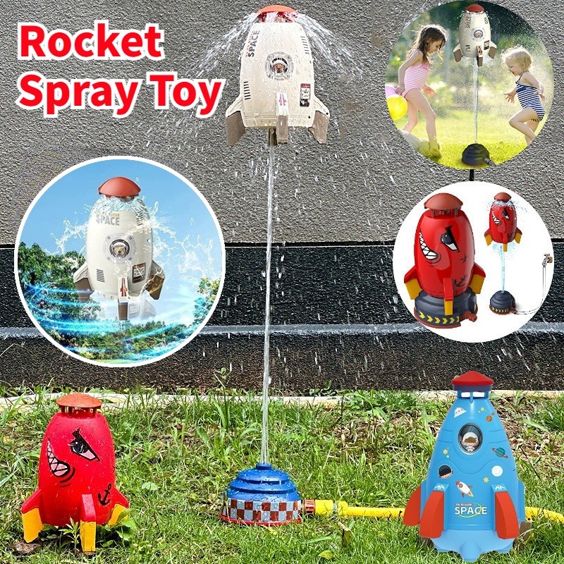 Kids Rocket Launcher Pump Outdoor Sprinkler Toy Space Sprinkler Rocket ...