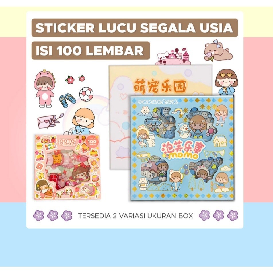 Momo Stickers 100 Sheets Cute Korean Cartoon Motifs Waterproof Korean ...