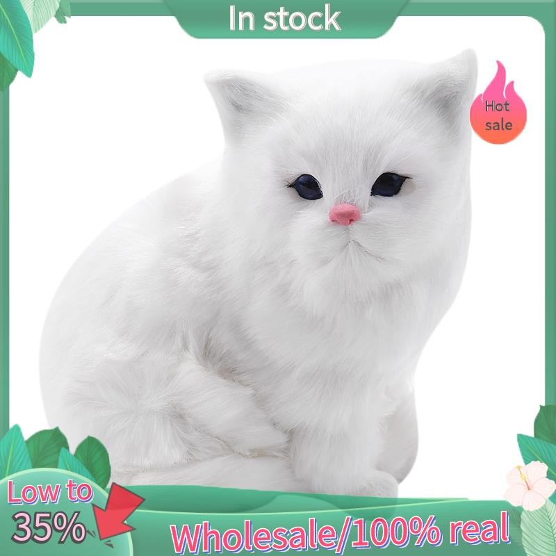 Realistic Cute Simulation Stuffed Plush White Persian Cats Toys Cat ...