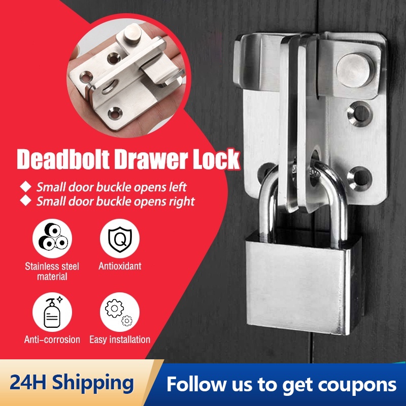 Door Latch Lock Heavy Duty Stainless Steel Safety Hasp Door Lock for ...
