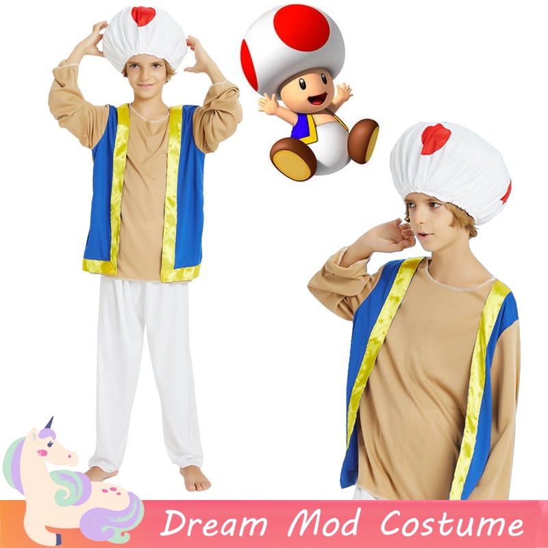 Super Mario Bros Toad Cosplay Costume For Kids Boy Halloween Christmas ...