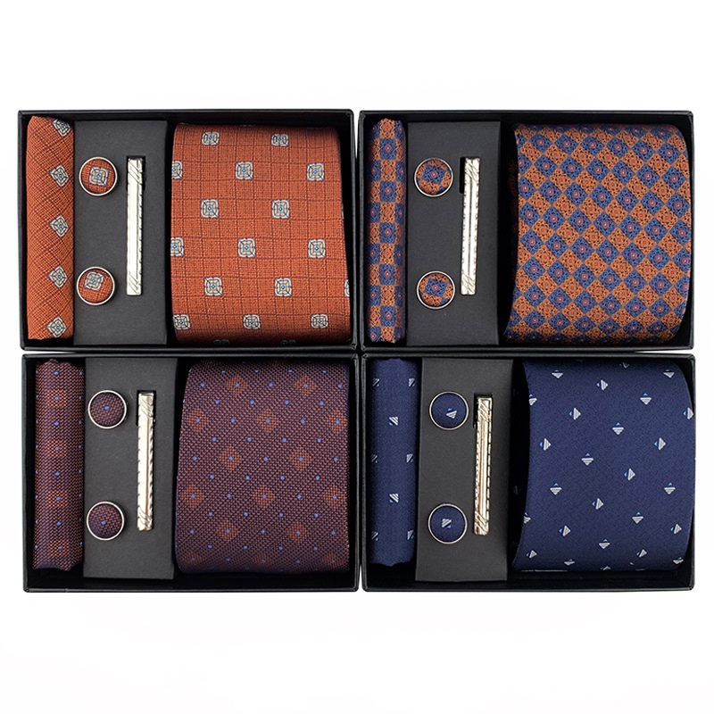 EFAN Gift Box 8cm Men's Ties Cufflinks Clip Necktie Pocket Square Suit ...
