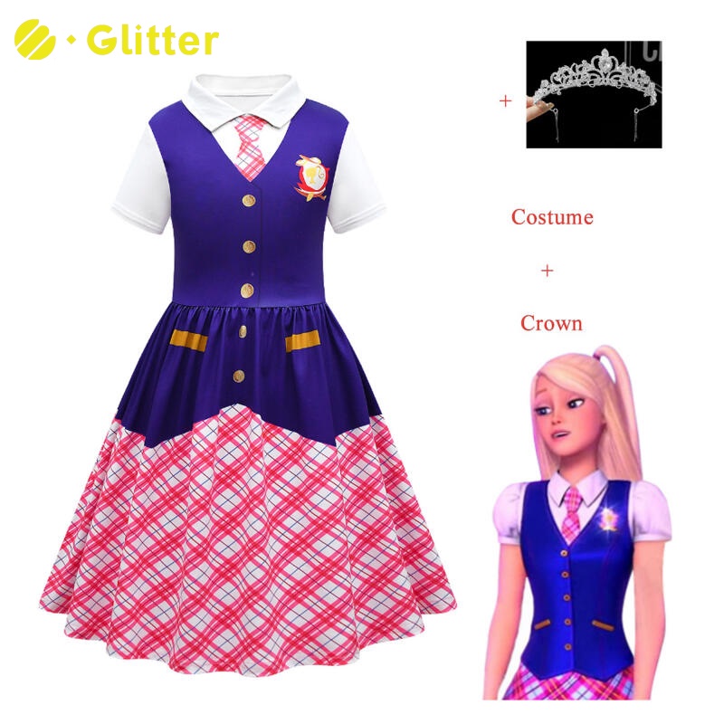 Anime Movie Barbie Charm School Costume For Kids Girl Barbie Princess ...
