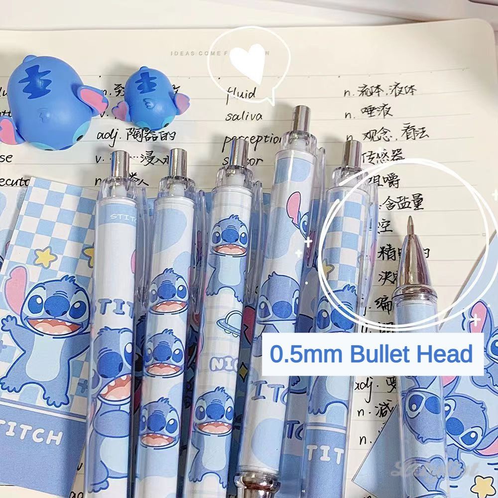 Disney Cartoon Gel Pen Black Press Ballpoint Pen 0.5mm Cute Stitch ...