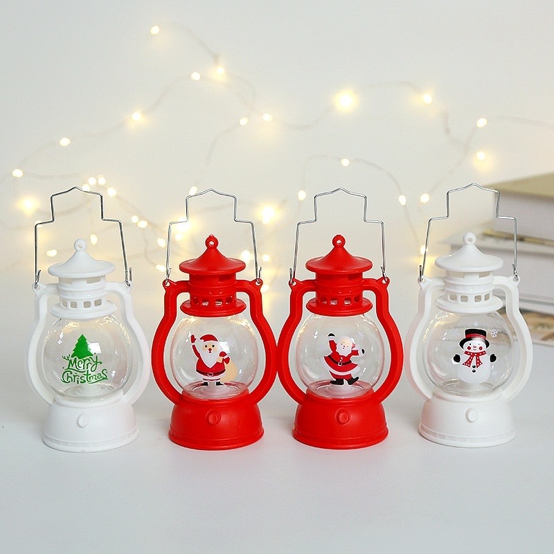 Christmas Mini Lantern Decorative withLED Lights Windproof Lamp Retro ...
