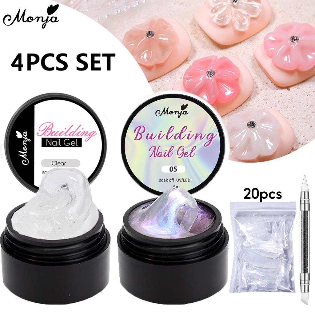 Monja Non Stick Hand Solid Extension Nail Gel Set Polish Carving Gel ...