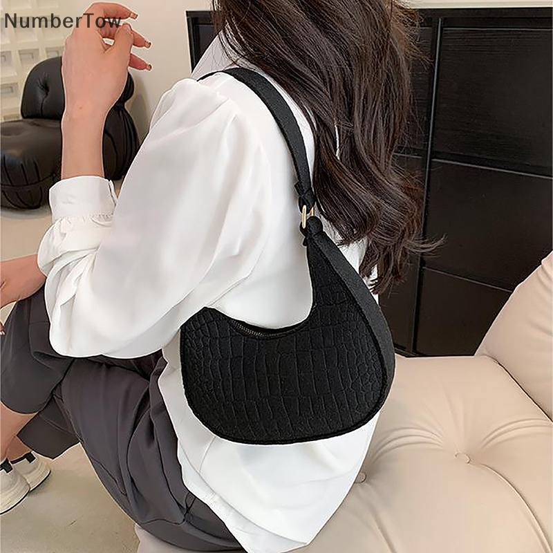 NumberTow Candy Color Advanced Design Texture Armpit Handbags Felt ...