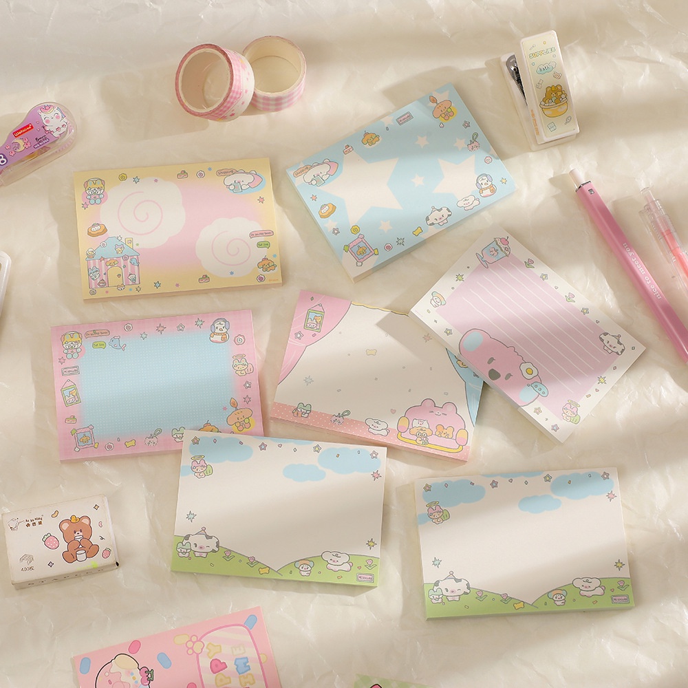 Sticky Notes Korean Cartoon Notepad, Girl Can Tear Non-sticky Note ...