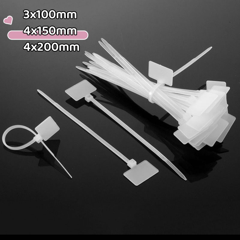 White Easy Mark Nylon Cable Ties Tag Labels Plastic Loop Ties Markers ...
