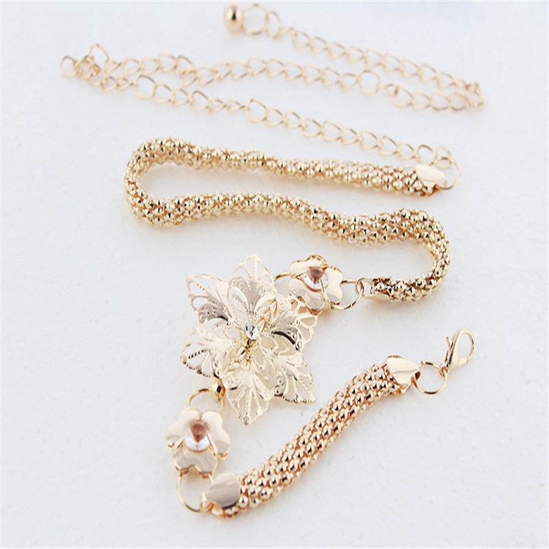 [AIYU]Women's Fashion Golden Flower Slim Belt Belt | Shopee Philippines