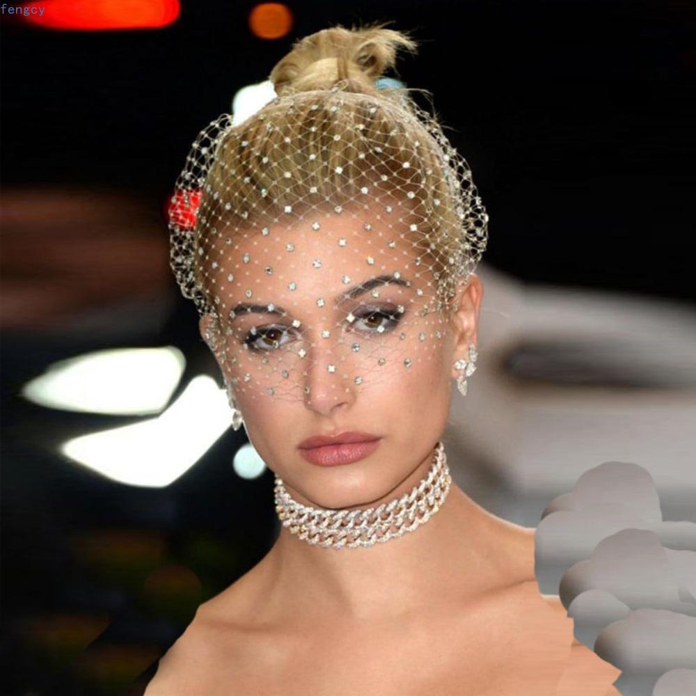 FENGCY Birdcage Veil Charming Party Accessories Crystal Face Net Mask ...