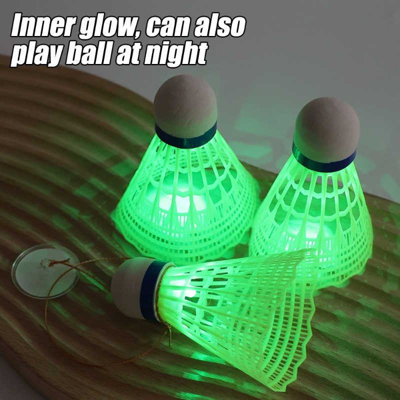 Single Rebounding Badminton Trainer Set Elastic Glowing Badminton Ball ...
