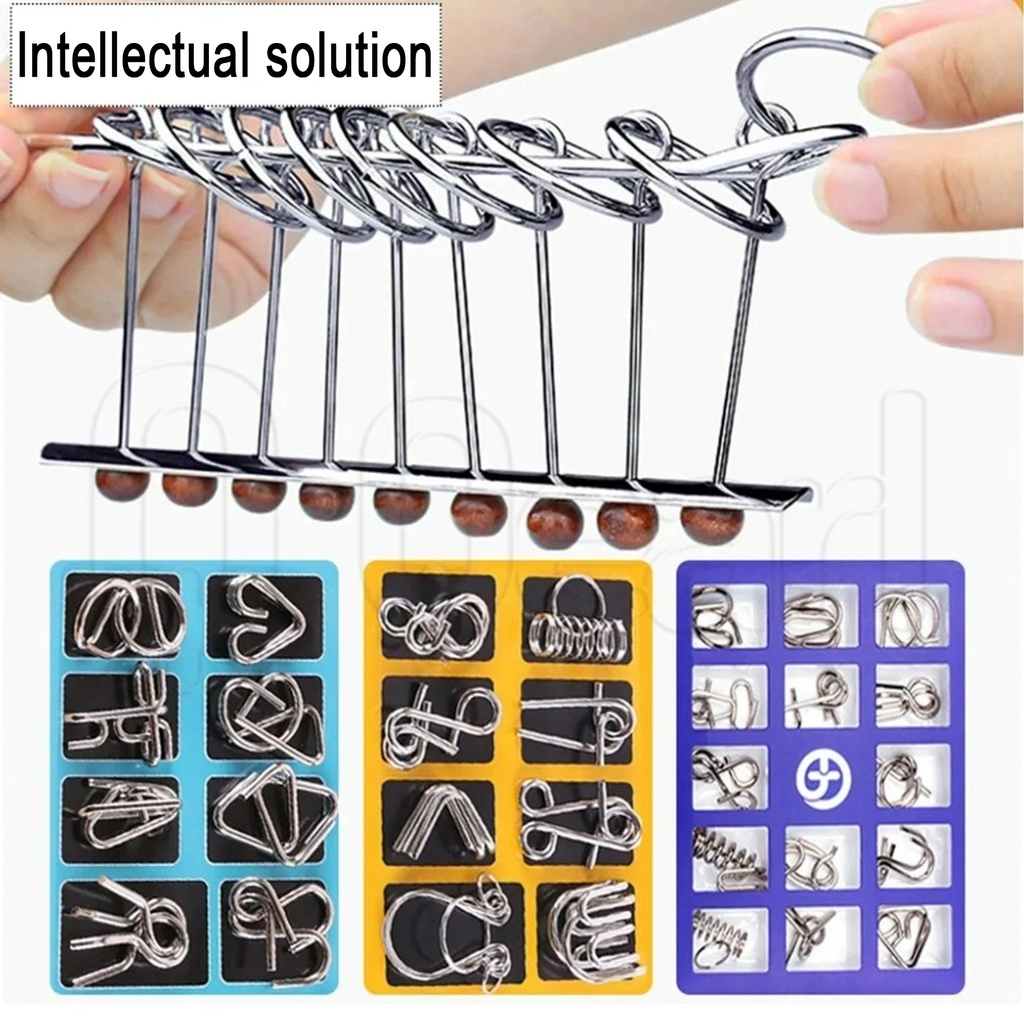 Metal Nine Linked Rings Buckle Intelligence Puzzle / Relieve Stress ...