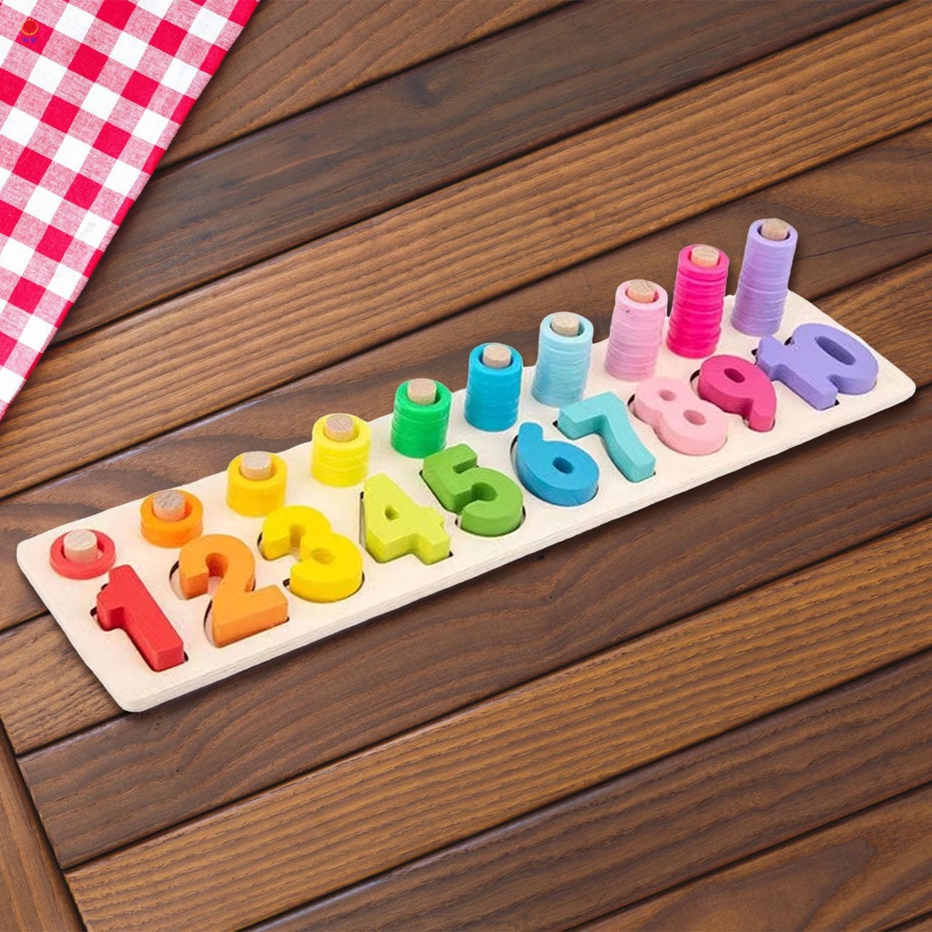 Counting Shape Stacker Wooden Toys Number Stacking Shape Sorting Toys ...