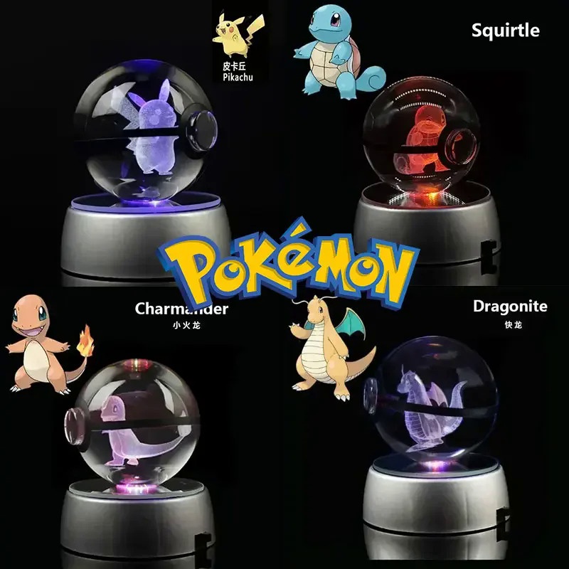 Pokemon Crystal Ball 3D Toys Snorlax Mewtwo Pikachu Figures Pokémon ...